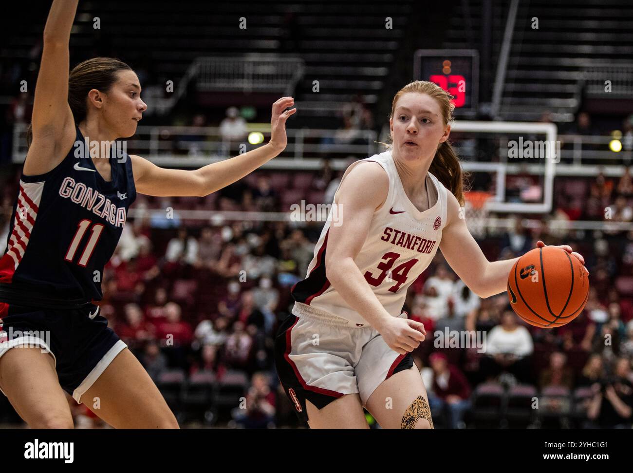 Palo Alto CA, USA. 10th Nov, 2024. A. Stanford guard Tess Heal (34)goes ...