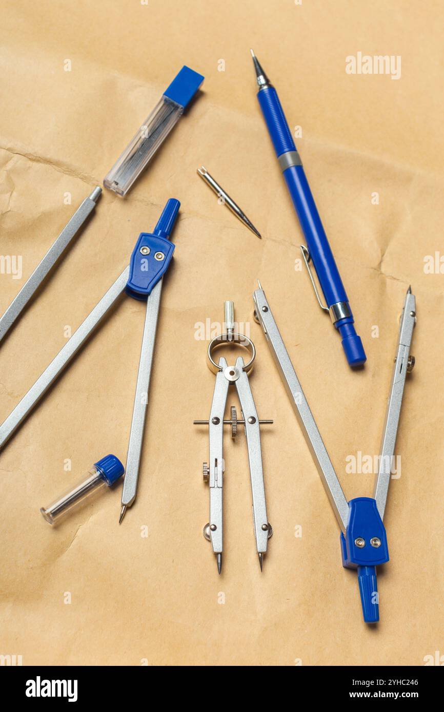 Architect drawing tools Stock Photo - Alamy
