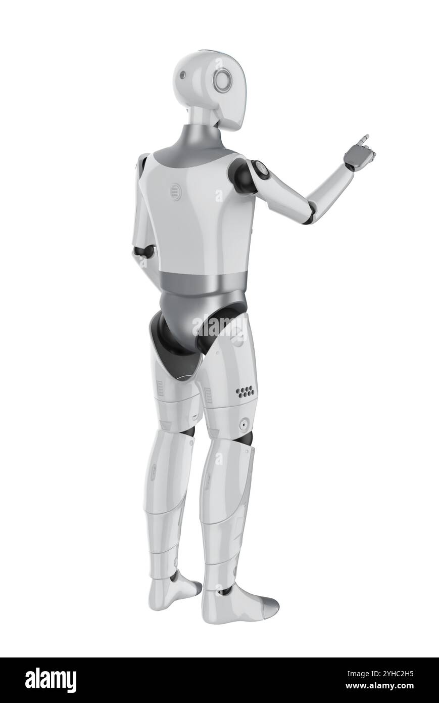 3d rendering humanoid robot or ai cyborg with black face finger point isolated on white Stock ...
