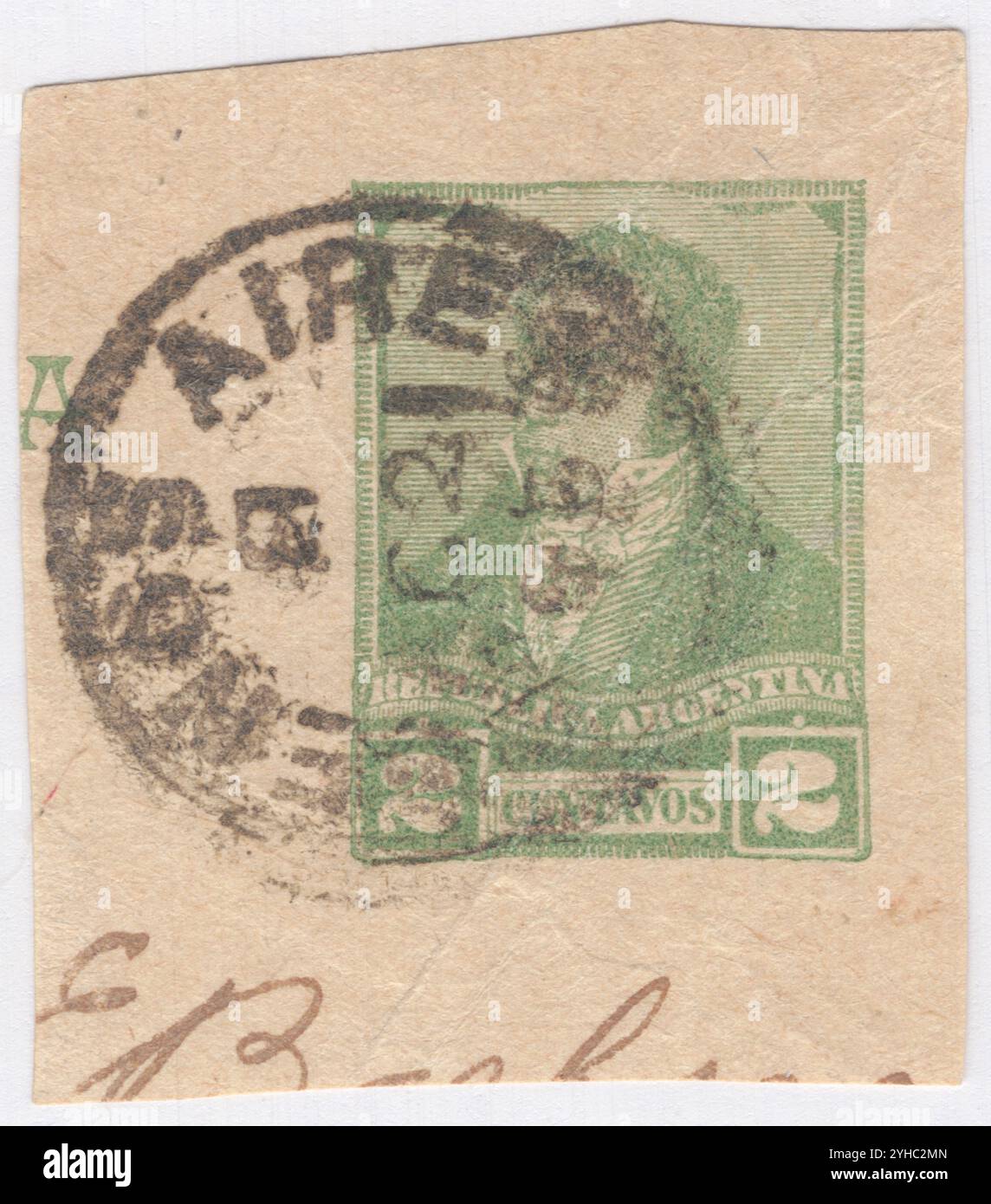 ARGENTINA - CIRCA 1883: Fragment of original envelope with pre-printed ...