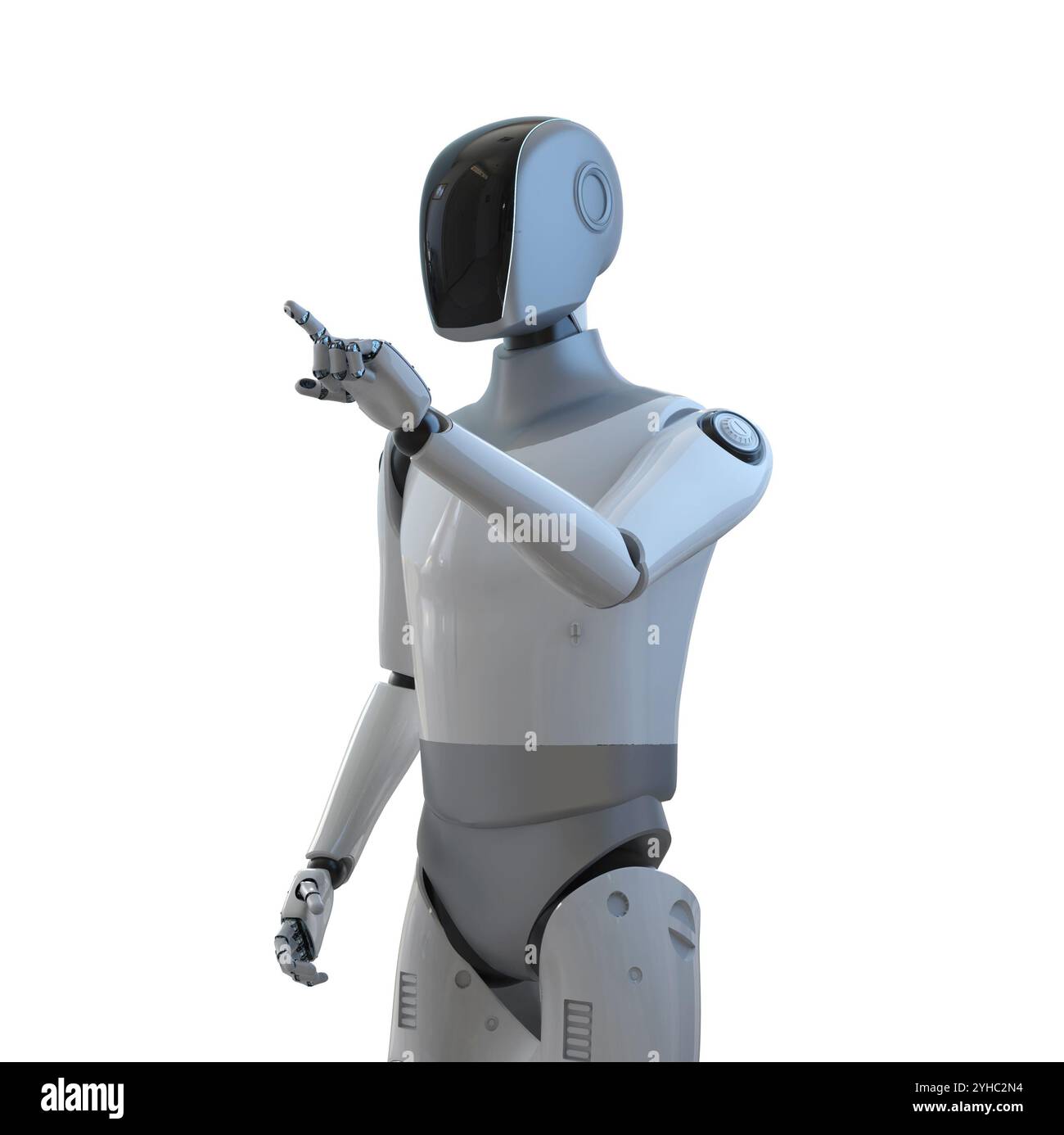 3d rendering humanoid robot or ai cyborg with black face finger point ...