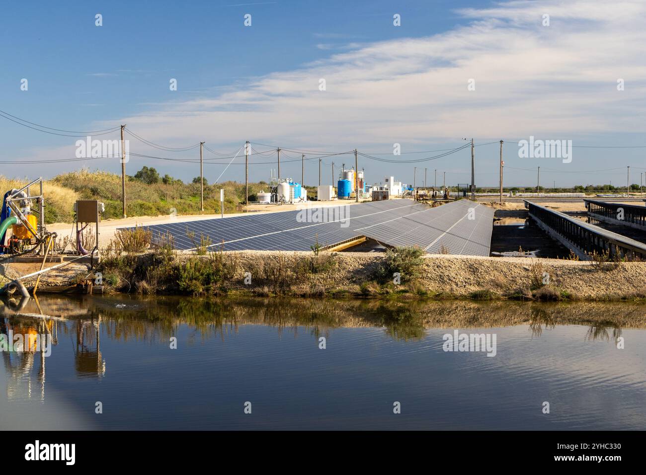 Solar panels provide sustainable energy for cultivating algae at the ...