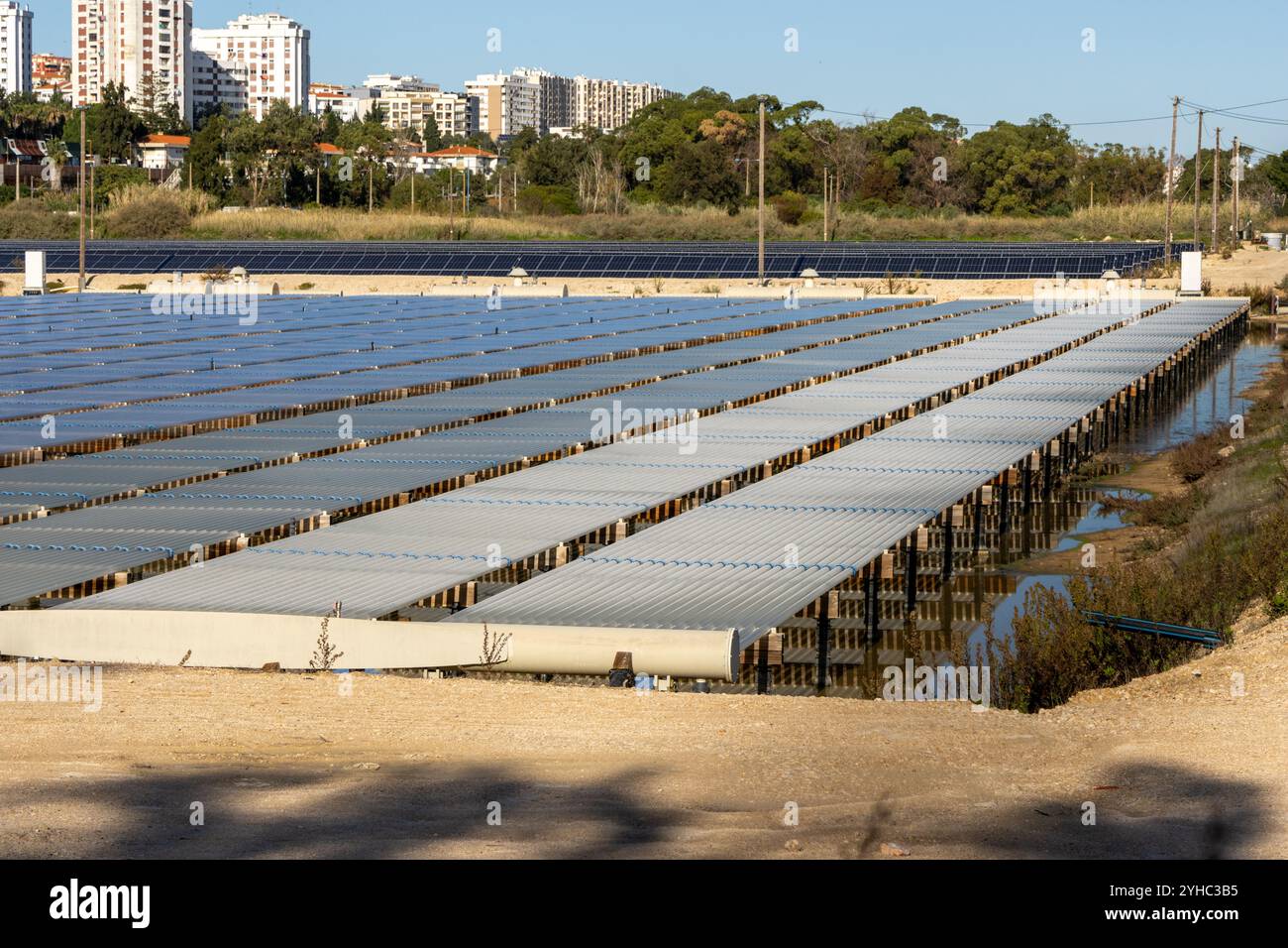 Photobioreactors and solar panels at algatec eco business park are ...