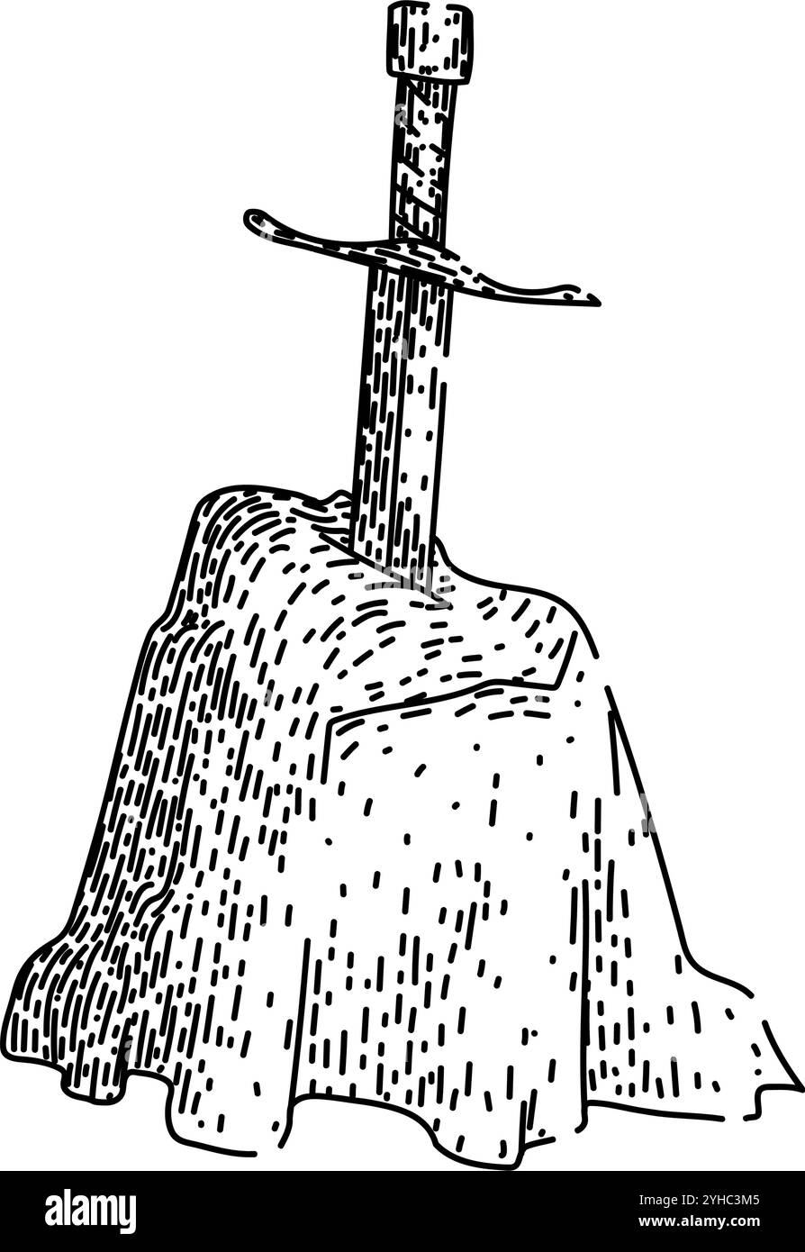 myth sword stone sketch hand drawn vector Stock Vector Image & Art - Alamy