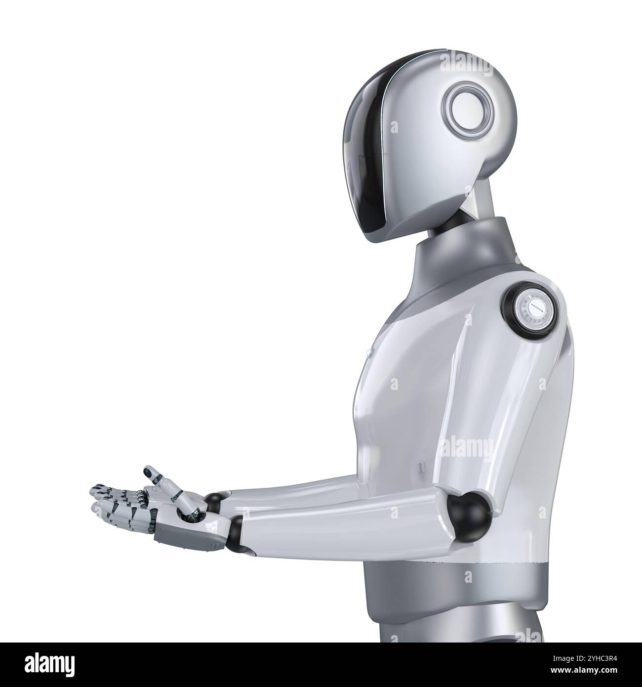 3d rendering humanoid robot or ai cyborg with empty hand isolated on ...