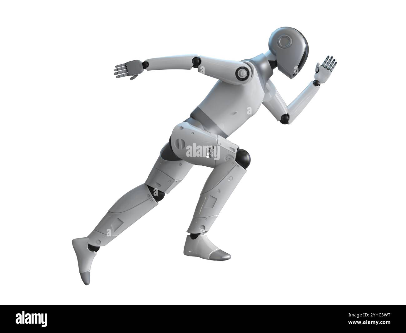 3d rendering humanoid robot or ai cyborg with black face move forward ...