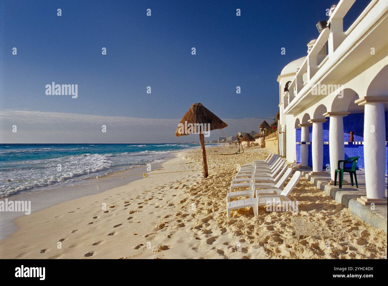 Playa Chac-Mool, beach at Zona Hotelera, bar front, Gulf of Mexico ...