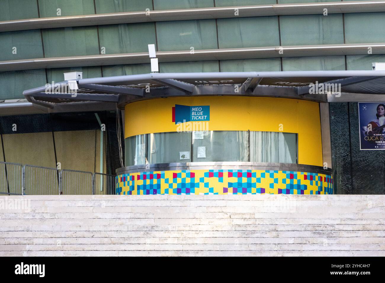 Yellow ticket office booth at altice arena, located in parque das ...