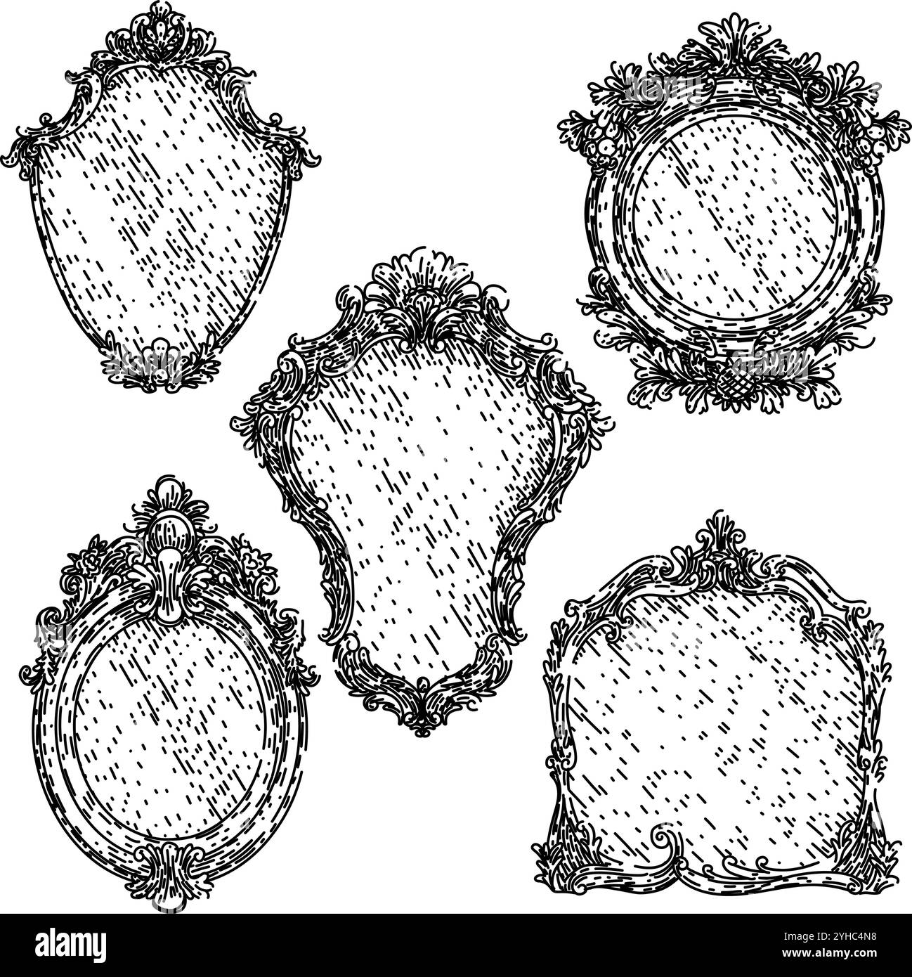 vintage mirror set sketch hand drawn vector Stock Vector Image & Art ...