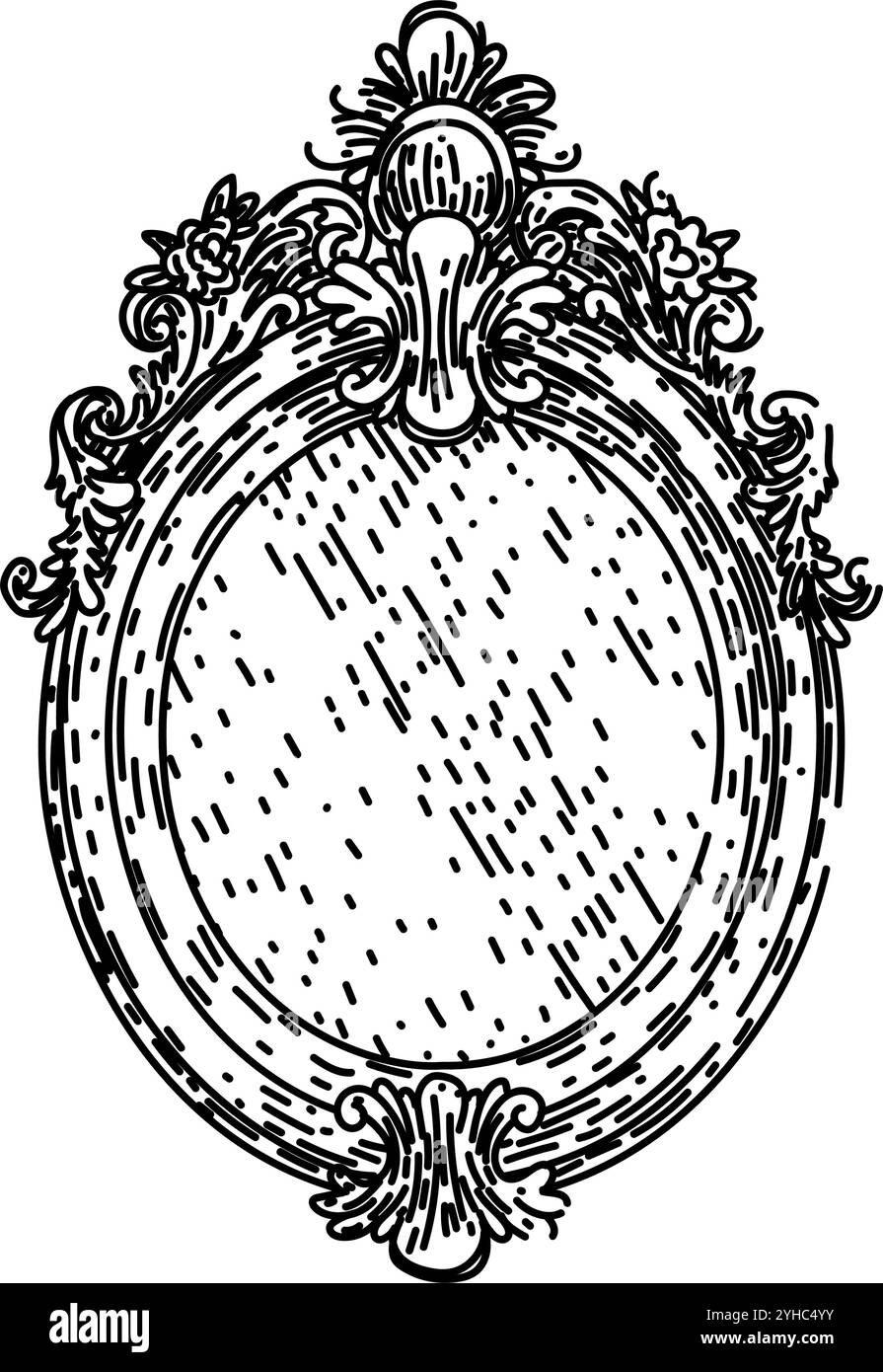 retro vintage mirror sketch hand drawn vector Stock Vector Image & Art ...