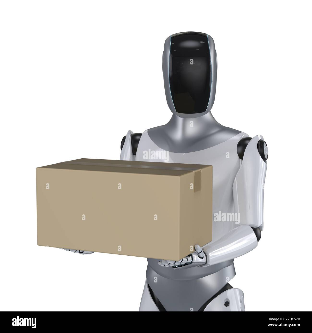 Smart logistic concept with 3d rendering delivery robot send parcel box ...