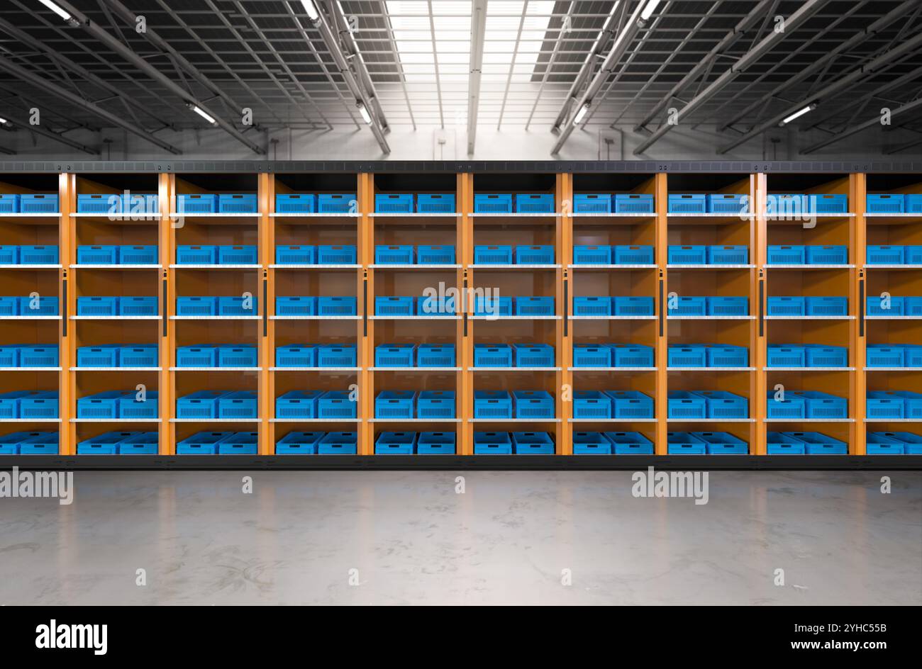 3d rendering warehouse interior with racks full of crates Stock Photo ...