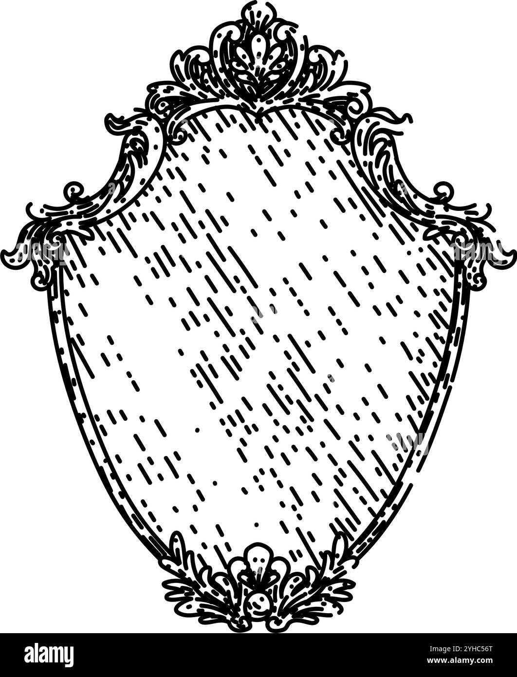 decorative vintage mirror sketch hand drawn vector Stock Vector Image ...