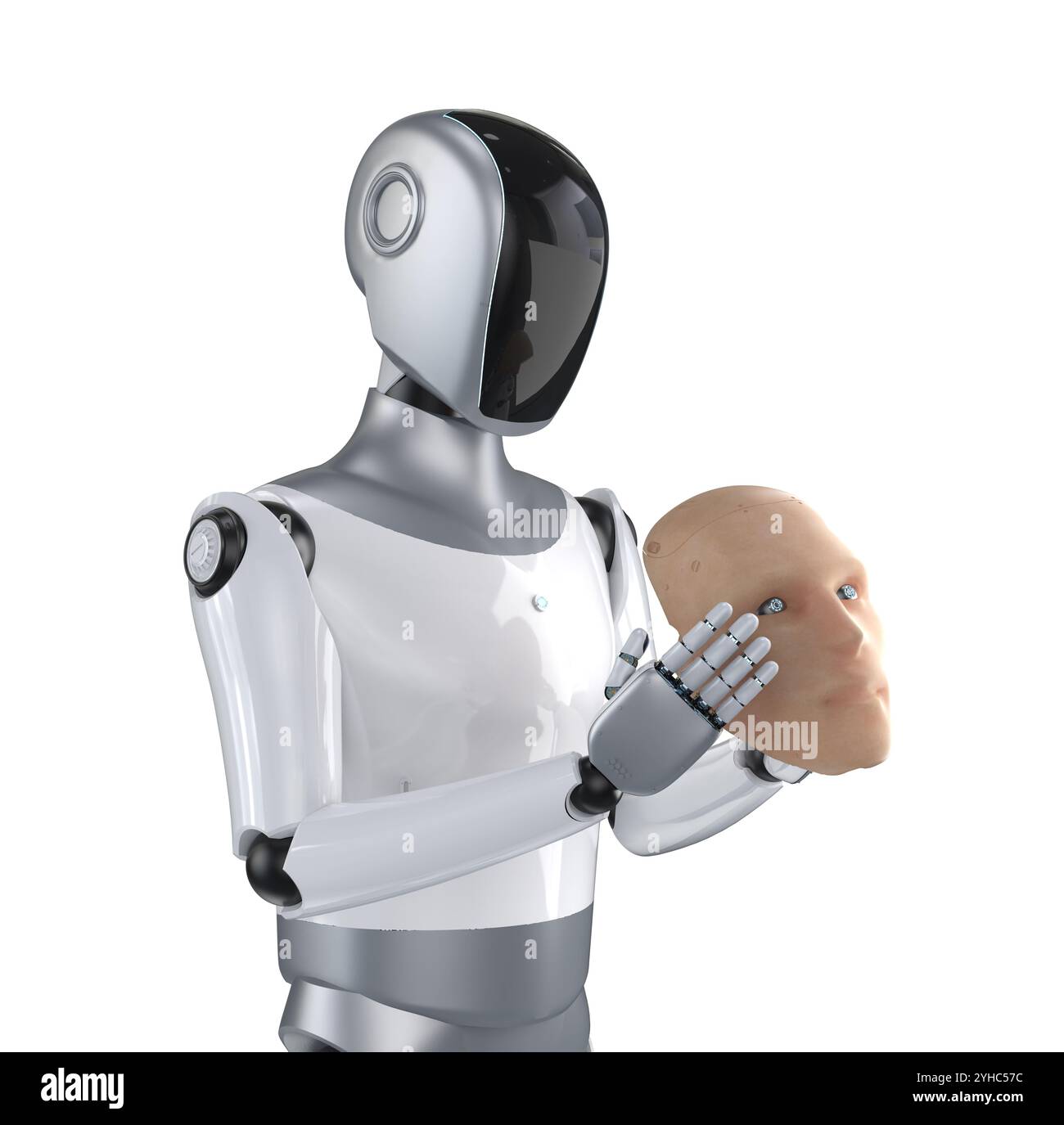 3d rendering humanoid robot or cyborg wear human like skin isolated on white Stock Photo - Alamy