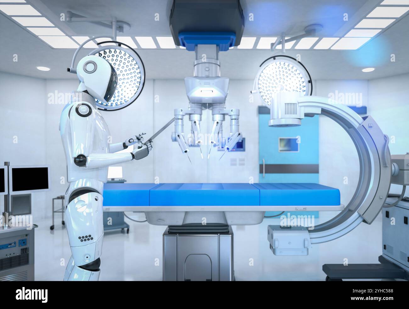 Medical technology concept with 3d rendering cyborg diagnose with ...