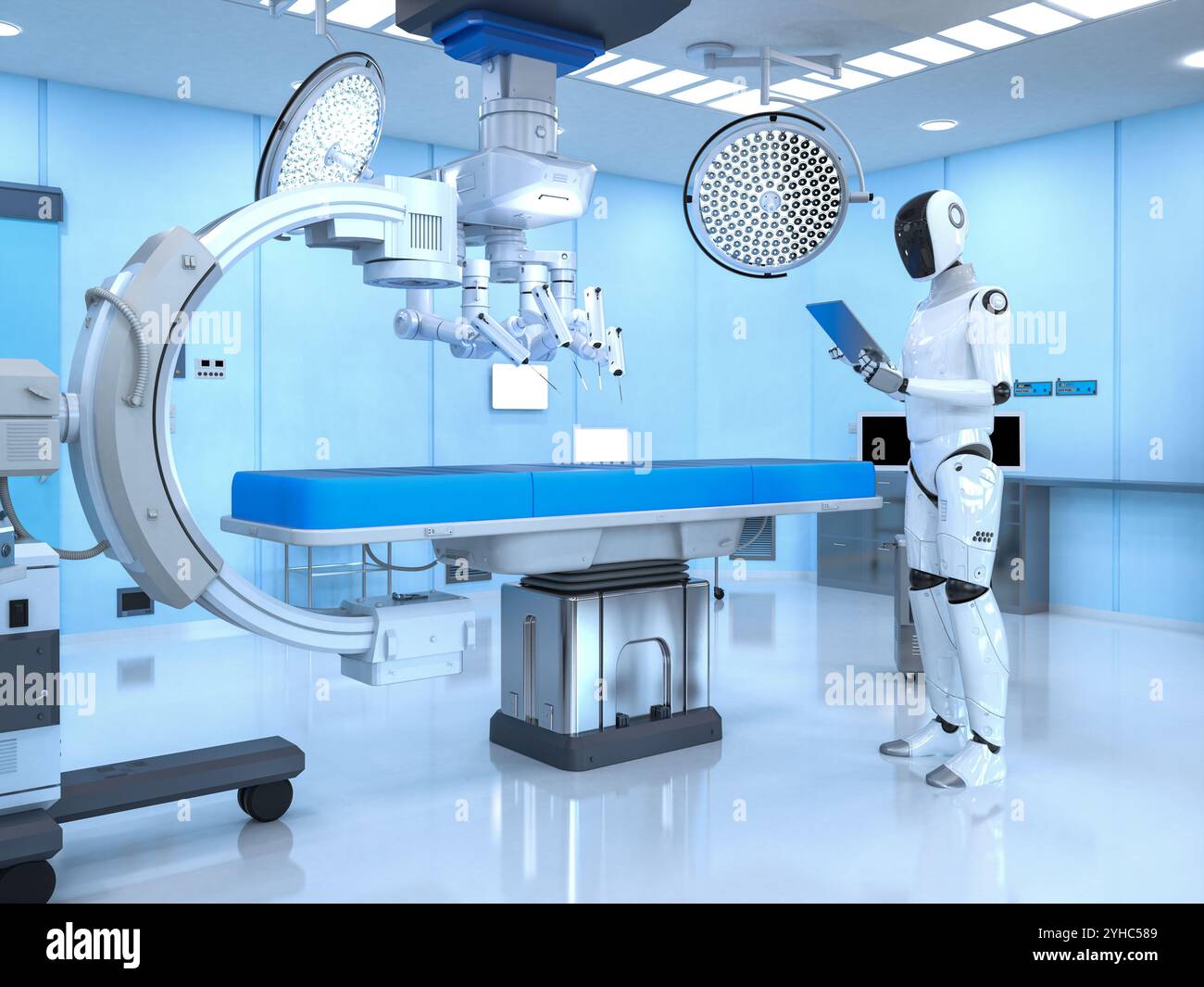 Medical technology concept with 3d rendering cyborg diagnose with ...
