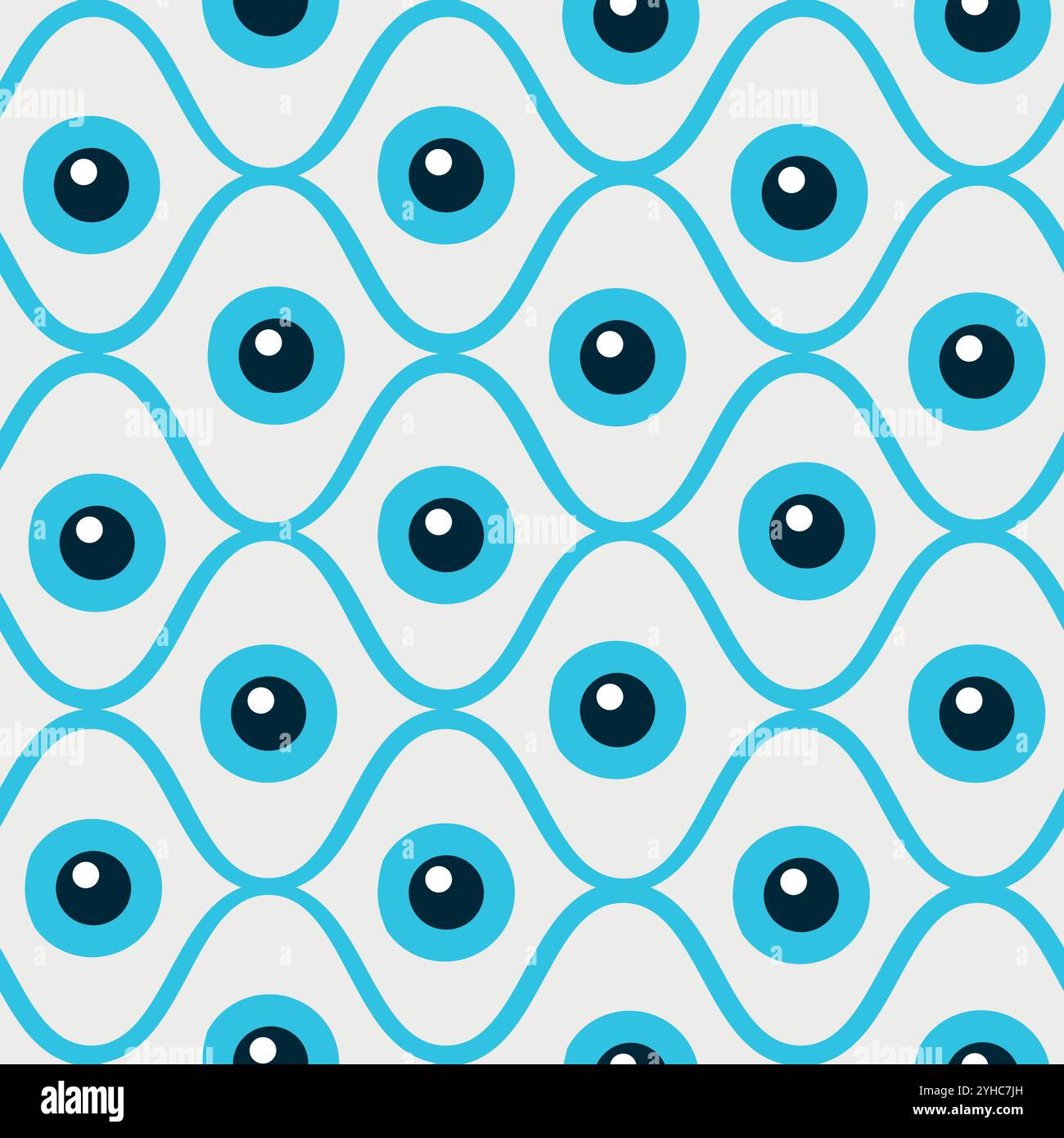 Abstract blue eyes on geometric ogee ovals seamless pattern. For ...