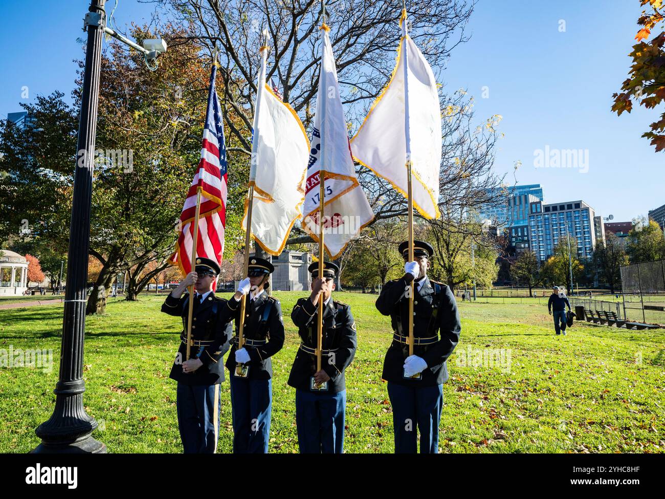 Soldiers on parade during Veteran Day in Boston, USA Stock Photo - Alamy