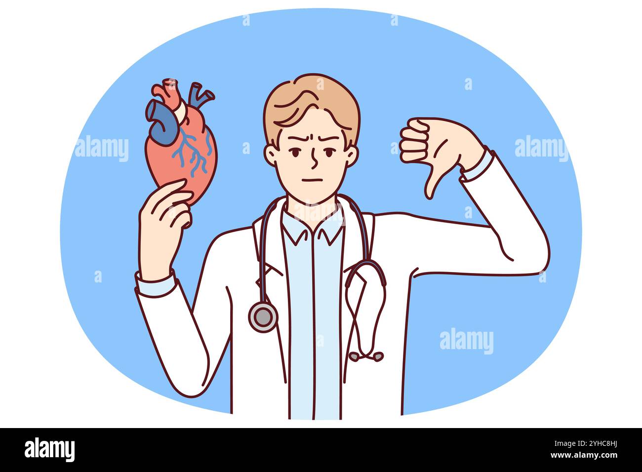 Man doctor for heart disease showing thumb down recommending taking ...