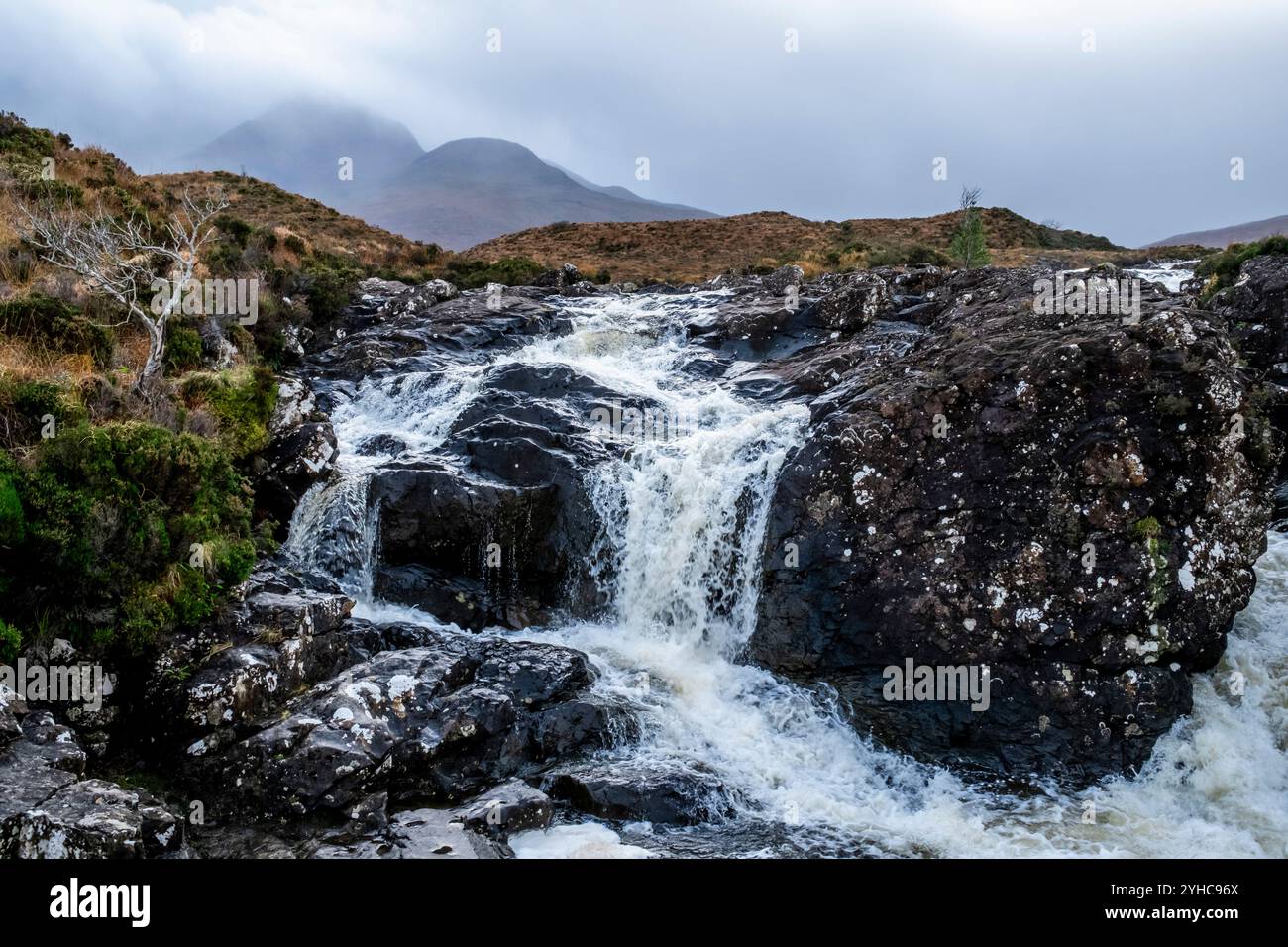 A Fast Flowing Mountain Stream At Sligachan, Isle of Skye, Scotland, UK ...