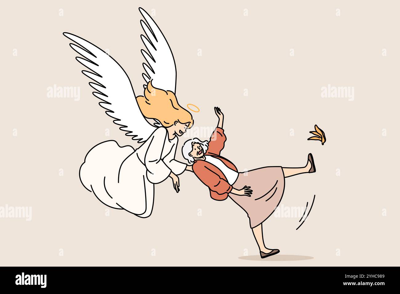 Guardian angel saves grandmother who has fallen on banana peel and is ...