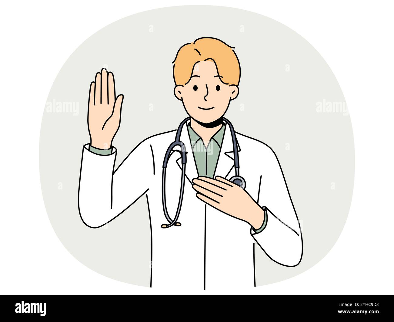 Doctor pronounces hippocratic oath and puts hand on heart, promising to ...