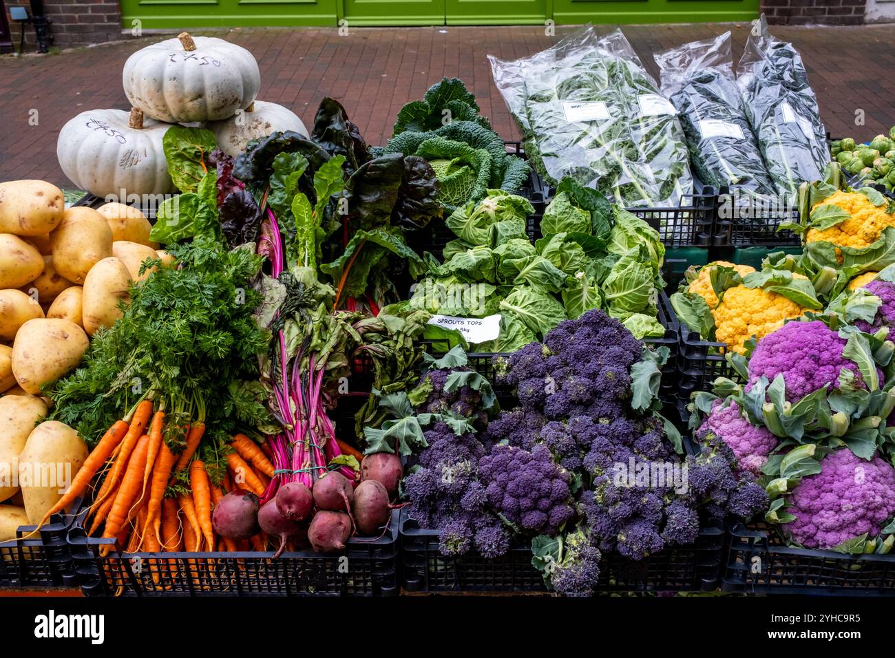 Colourful Winter Vegetables On A Market Stall, Lewes, East Sussex, UK ...