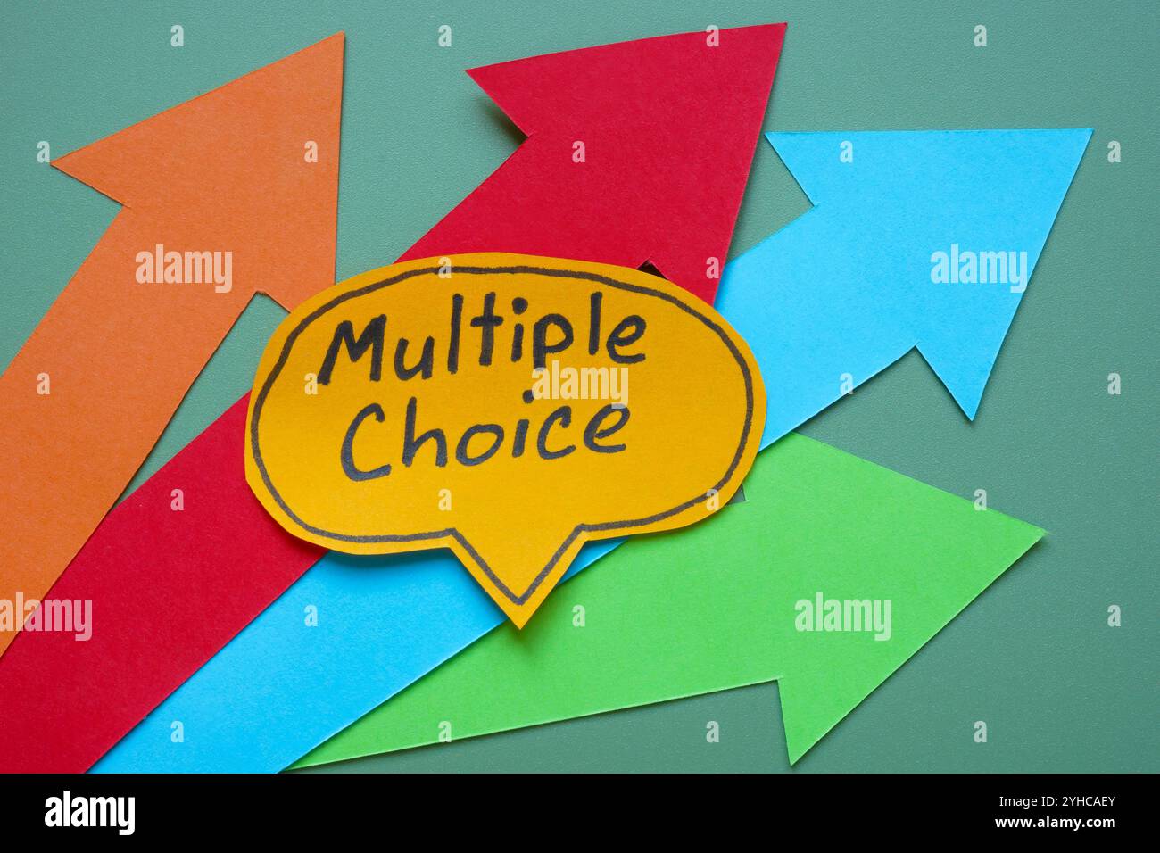 Arrows with multiple choice text. Decision making and options selection ...
