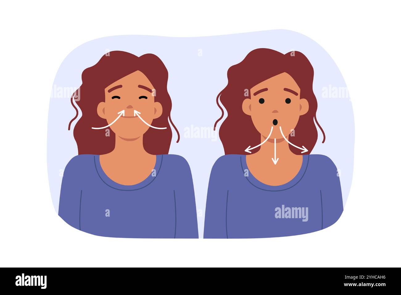 Woman breathing deeply Stock Vector Images - Alamy