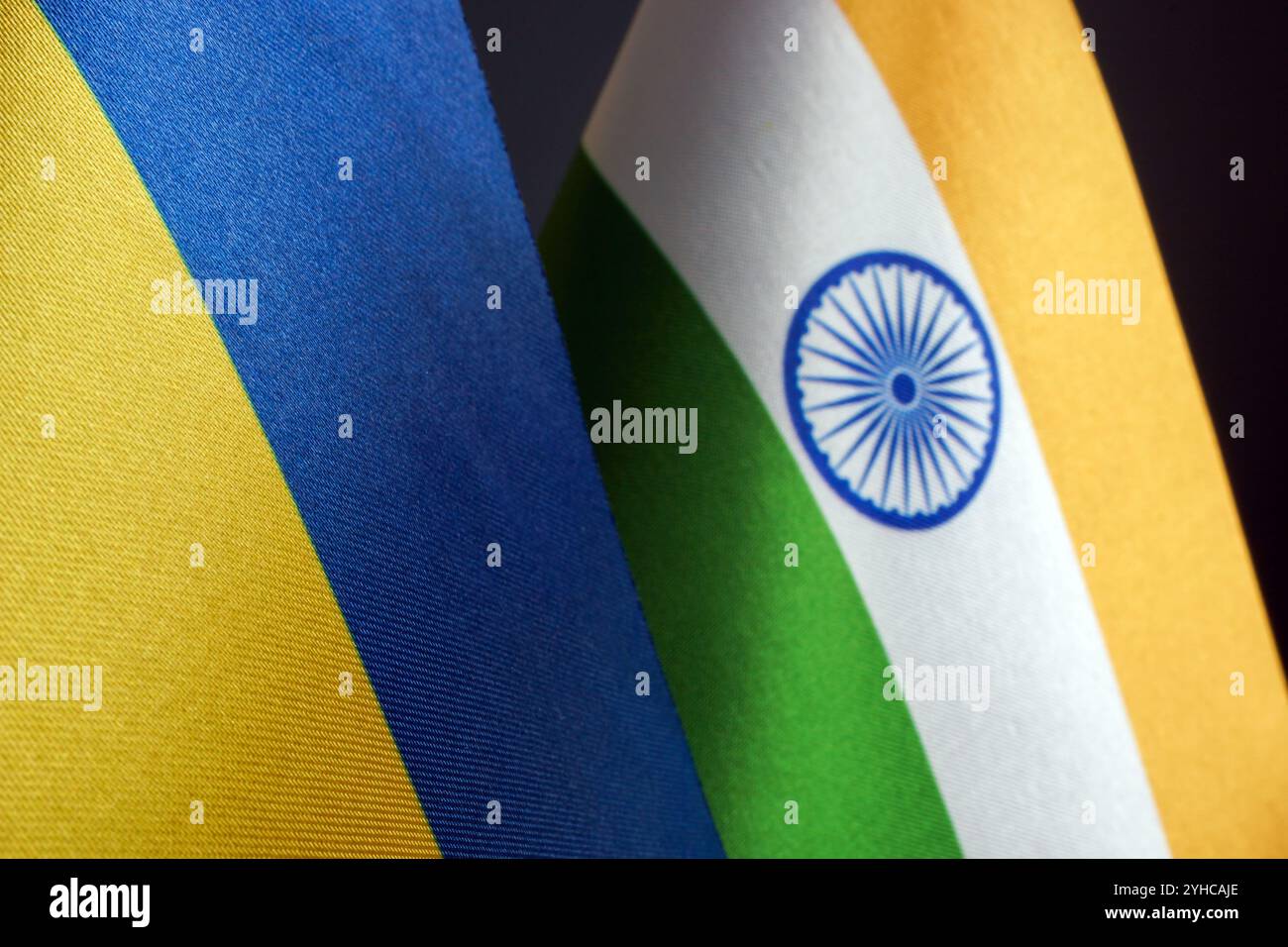 Flags of Ukraine and India side by side. Symbol of international ...