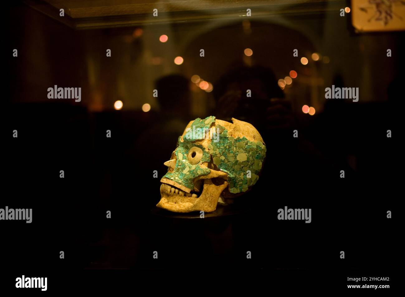 Jade encrusted skull from the tomb VII of Monte Alban displayed in the ...