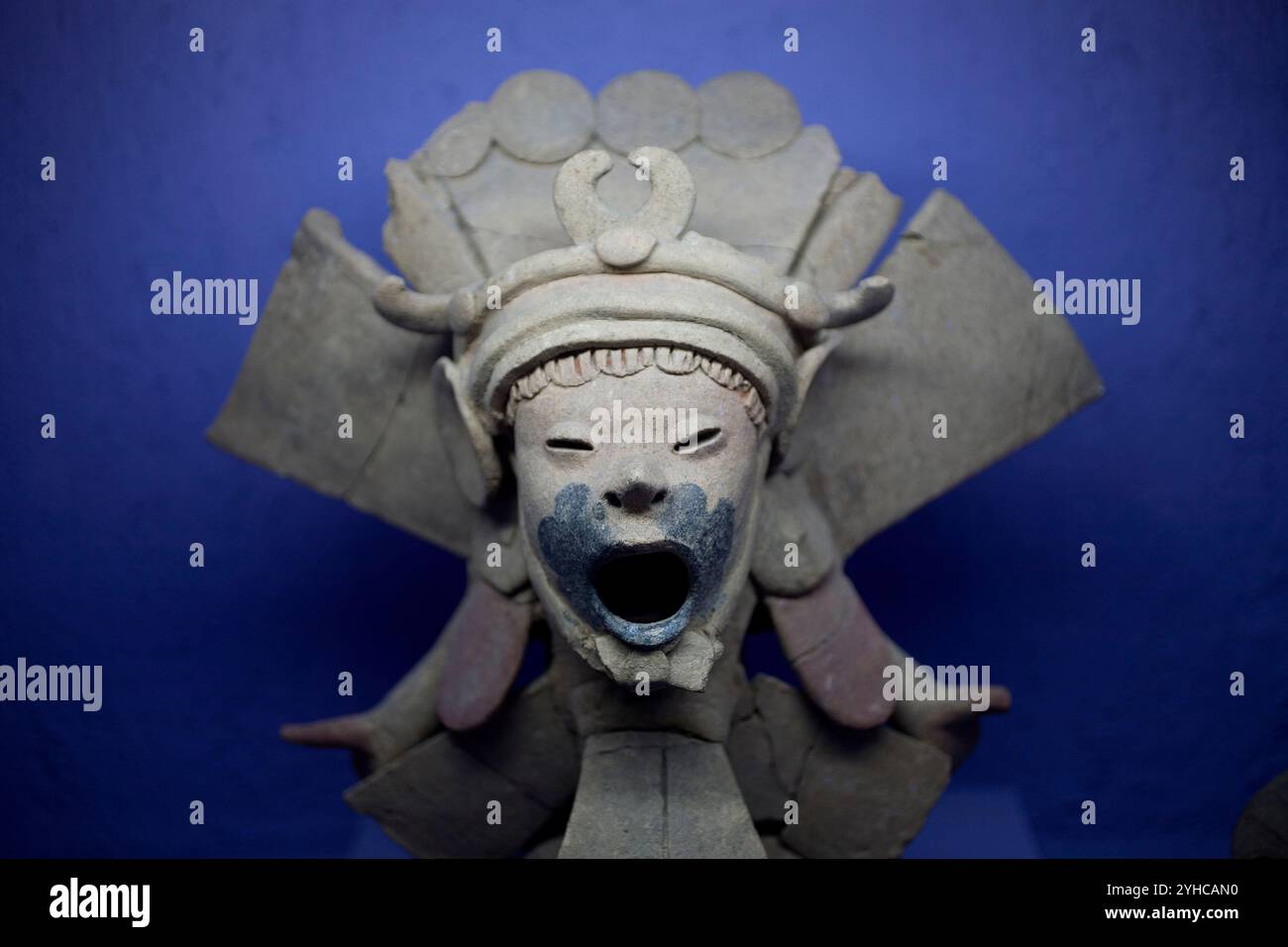 A sculpture of a priest of Xipe, the god of fertility at the Rufino ...