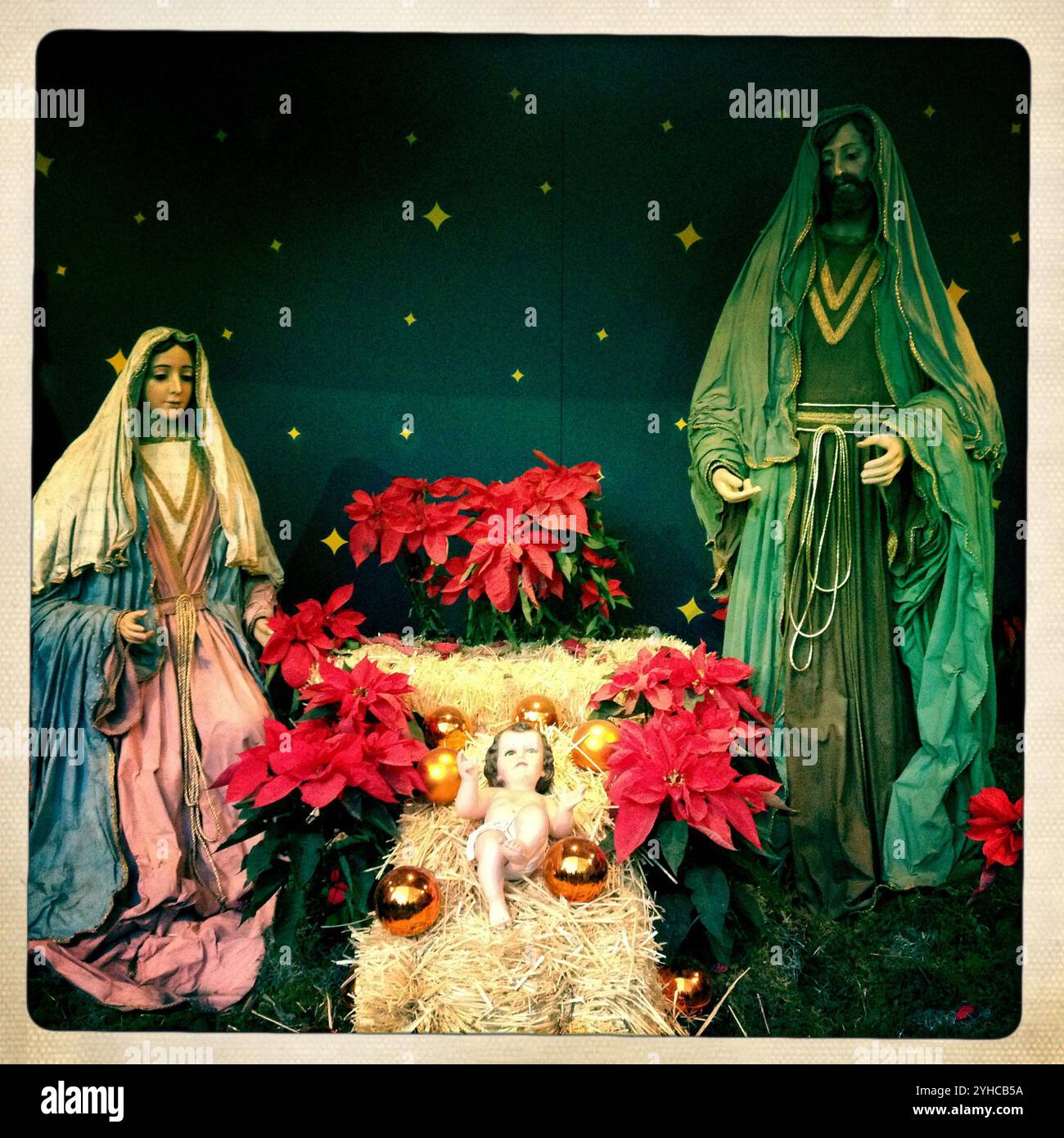 A nativity scene decorates the Metropolitan Cathedral in Mexico City ...