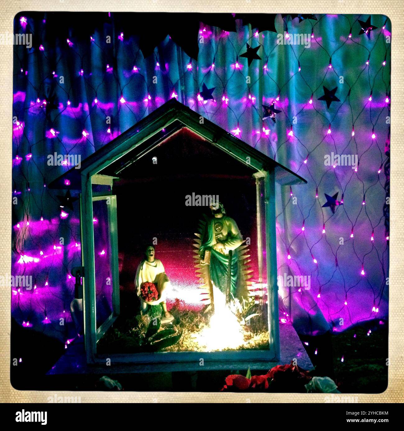 An altar with images of San Juan Diego, left, and Saint Jude Thaddeus ...