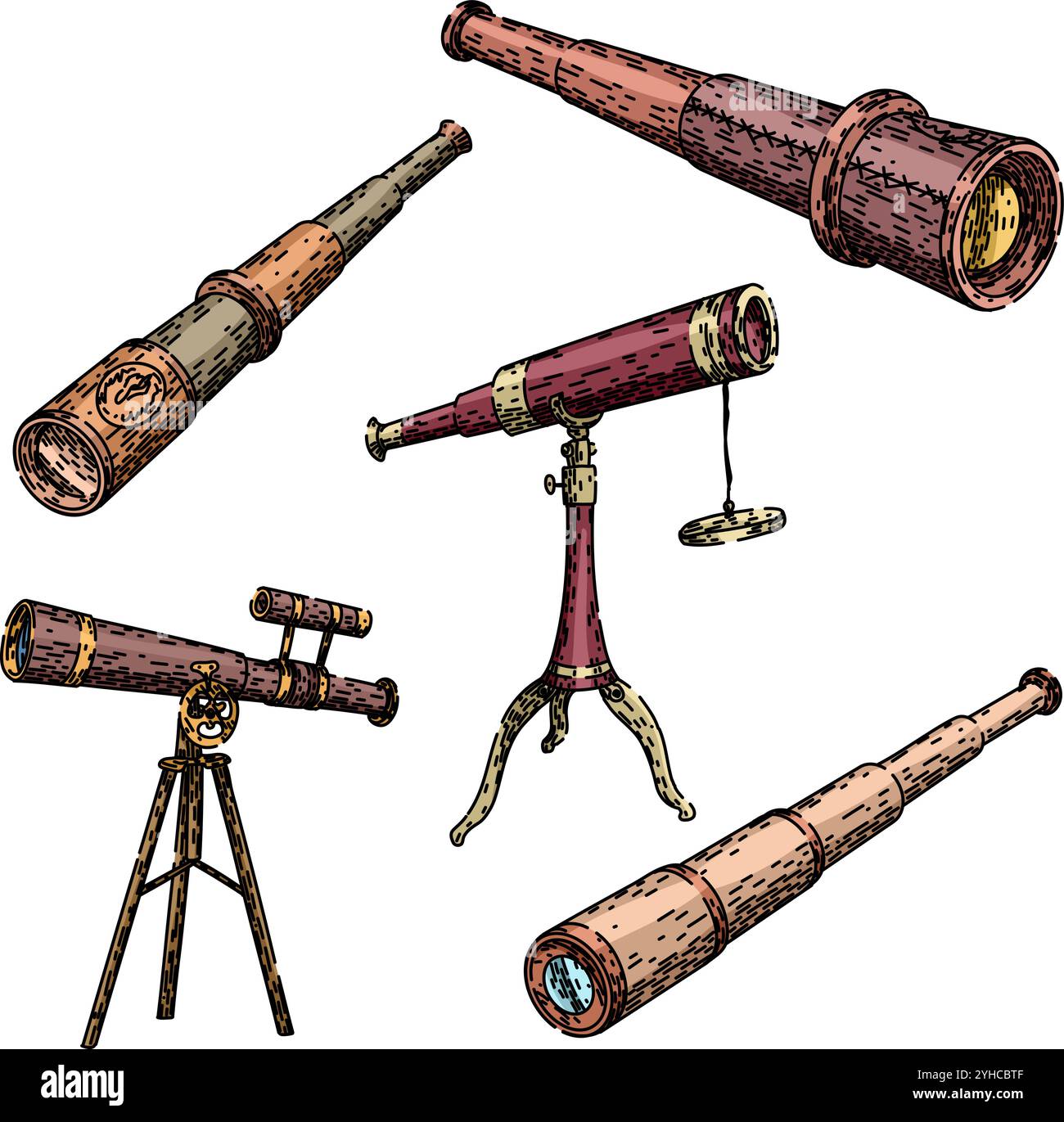 spyglass set sketch hand drawn vector Stock Vector Image & Art - Alamy