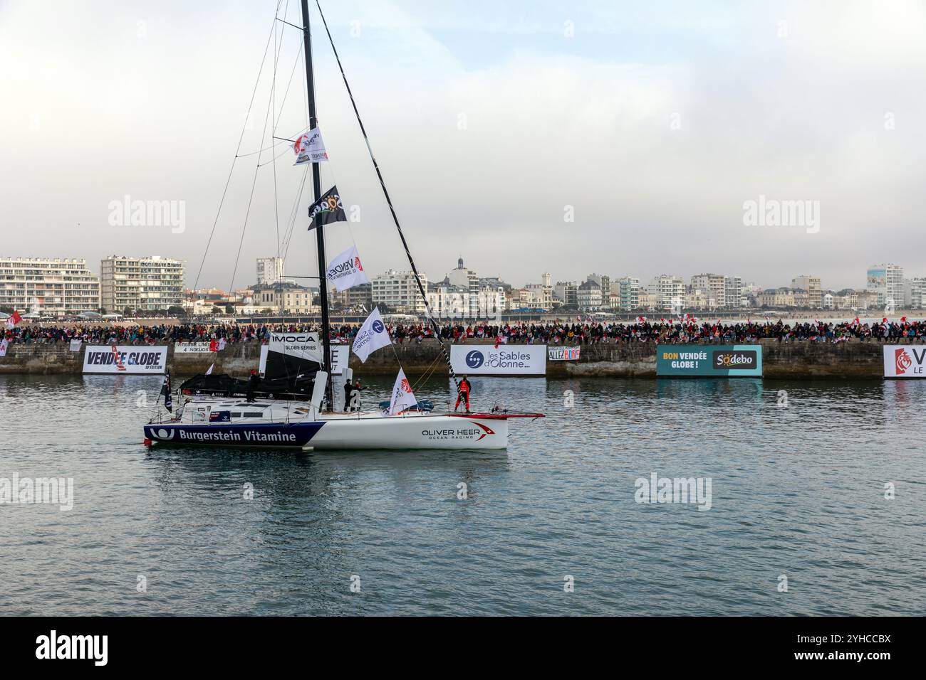 Oliver Heer boat (Tut Gut.) in the channel for the start of the Vendee ...