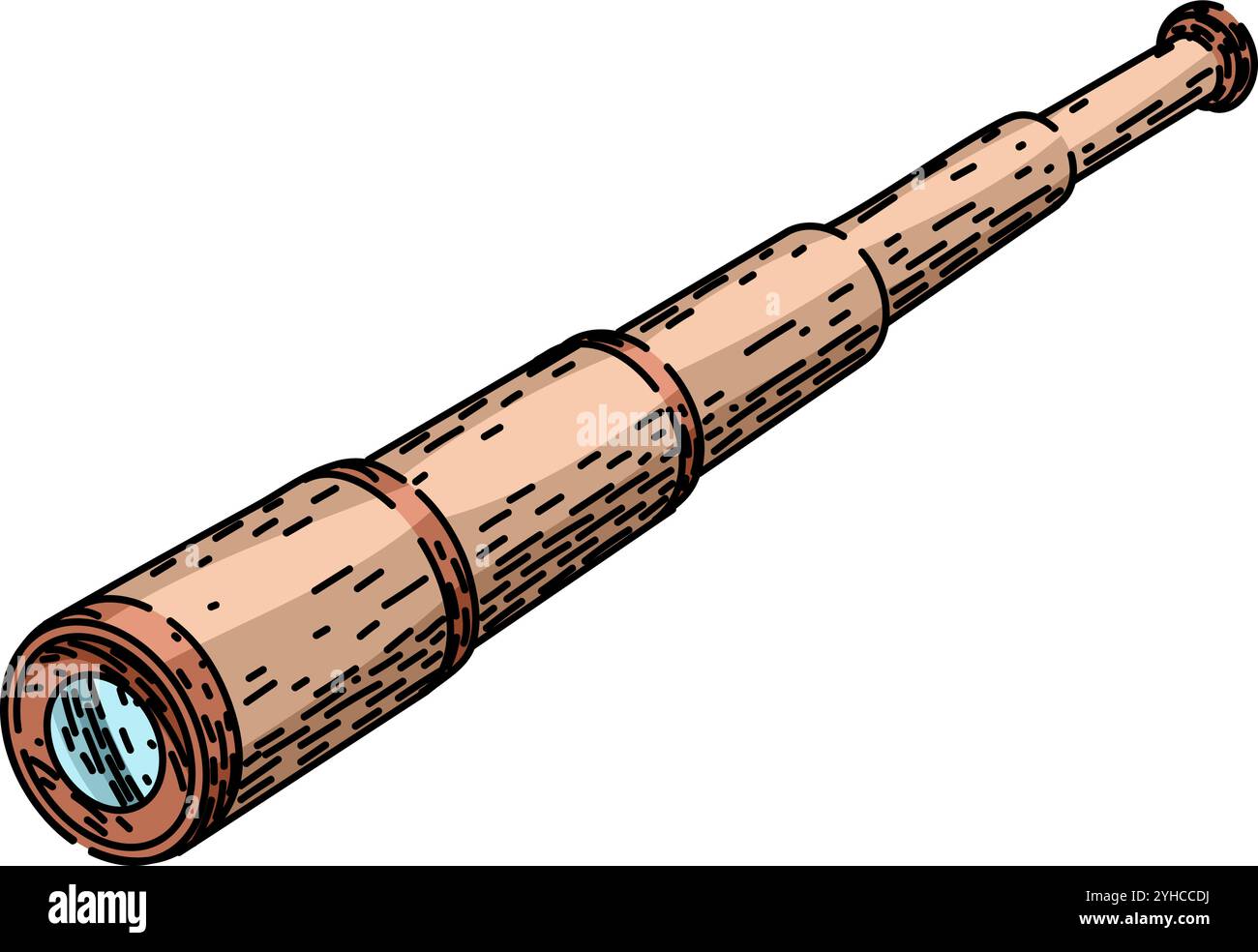 telescope spyglass sketch hand drawn vector Stock Vector Image & Art ...