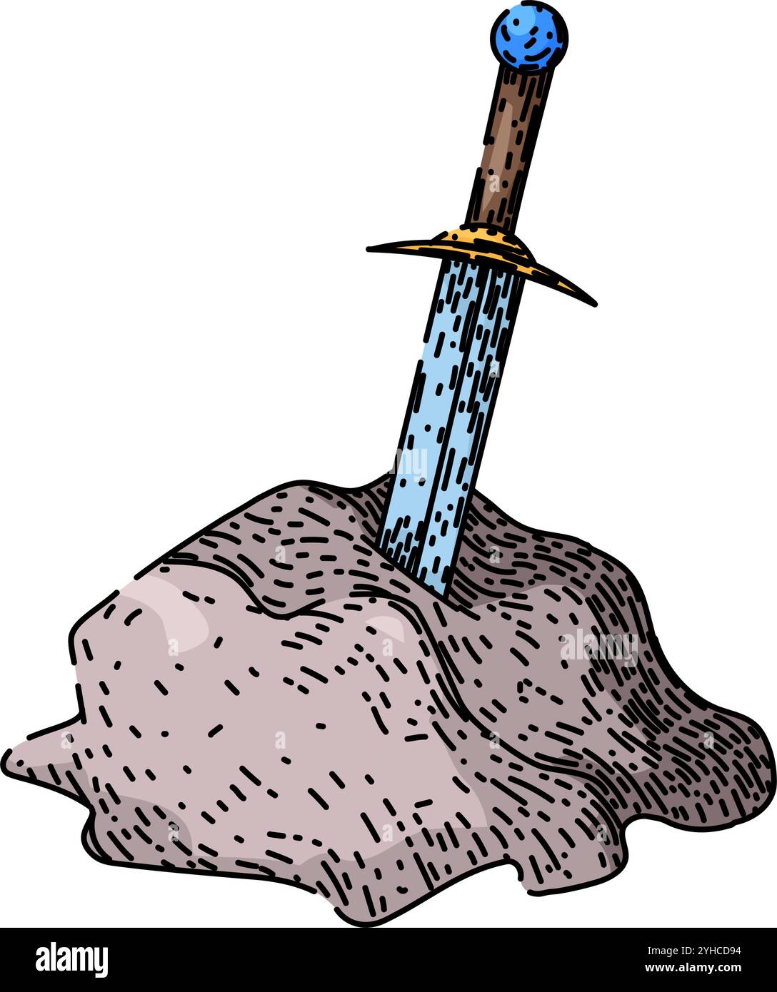 legend sword stone sketch hand drawn vector Stock Vector Image & Art ...
