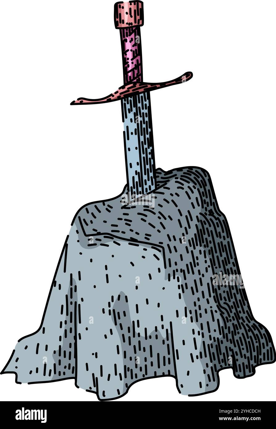 myth sword stone sketch hand drawn vector Stock Vector Image & Art - Alamy