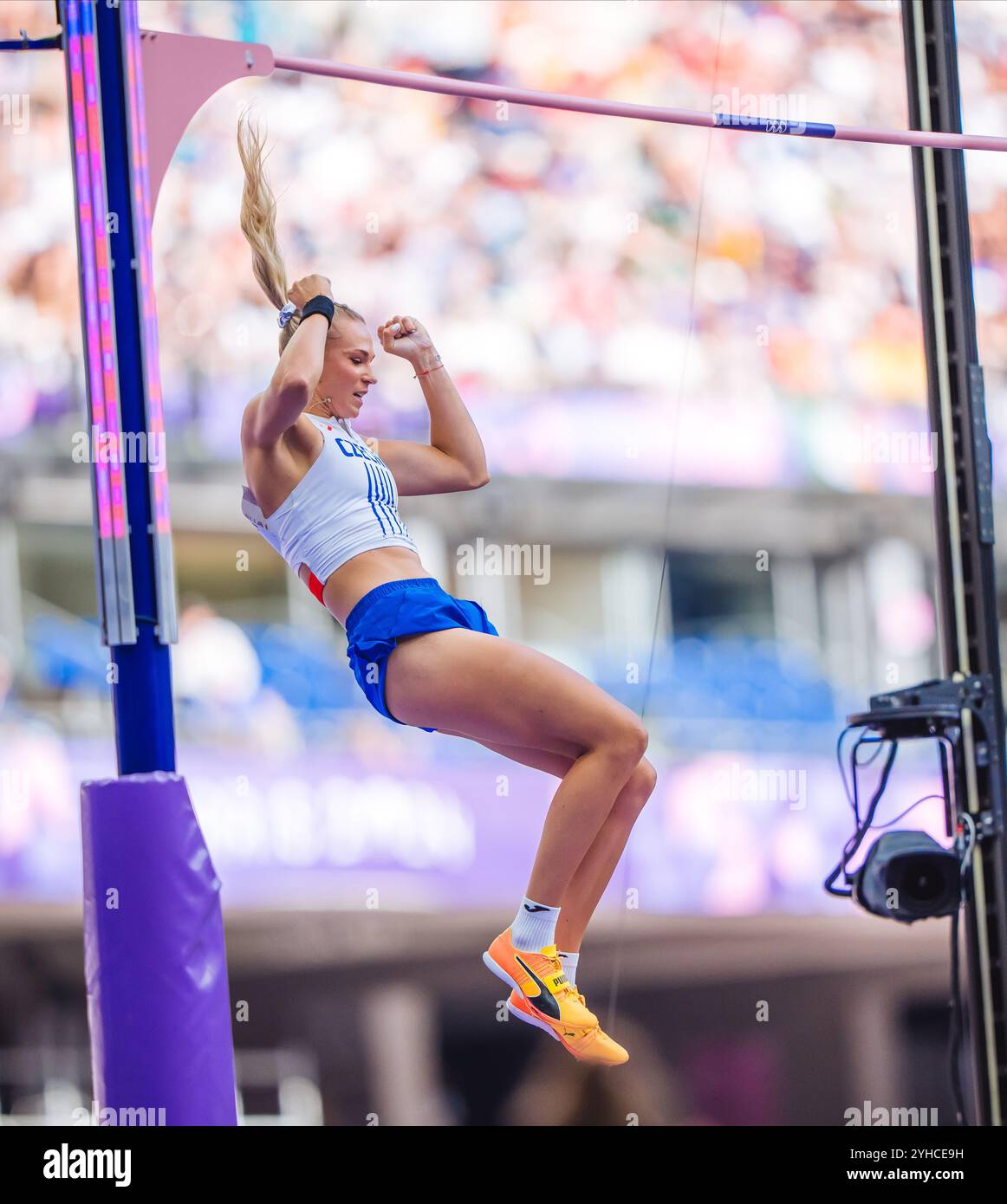 Amálie Švábíková participating in the pole vault at the Paris 2024 ...