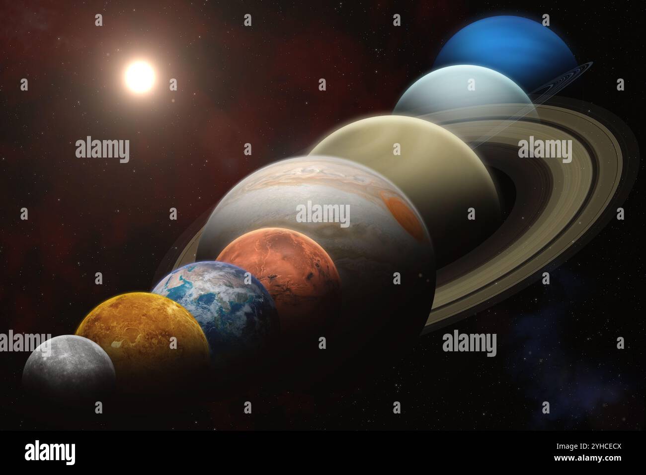 A planetary alignment, or a planet parade. Mercury, Venus, Earth, Mars ...