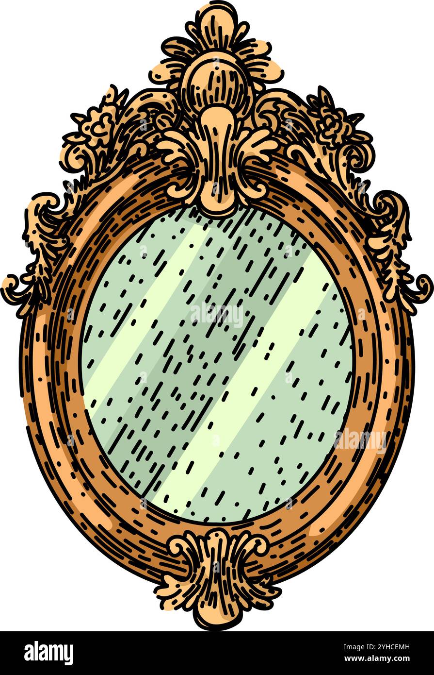 retro vintage mirror sketch hand drawn vector Stock Vector Image & Art ...