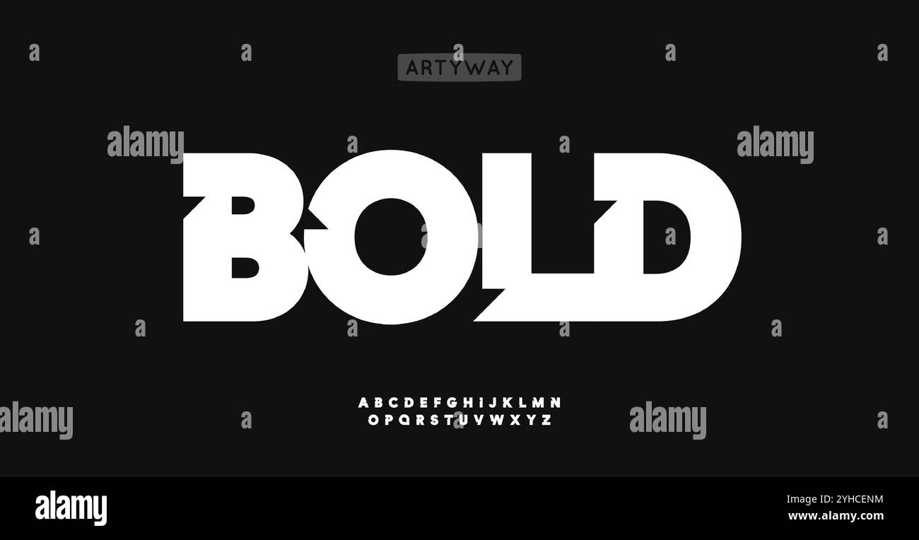 Bold strong alphabet, letters with cutouts, thick font for maximalist ...