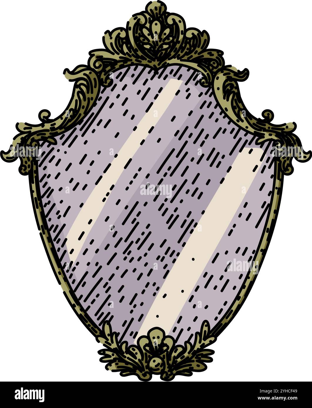 decorative vintage mirror sketch hand drawn vector Stock Vector Image ...