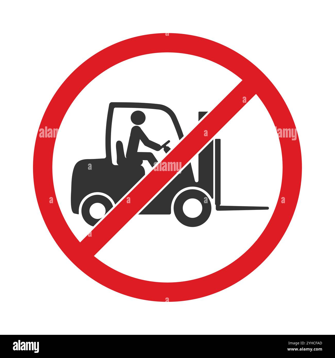 No Fork truck or forklift icon symbol. Forklift truck not allowed logo ...