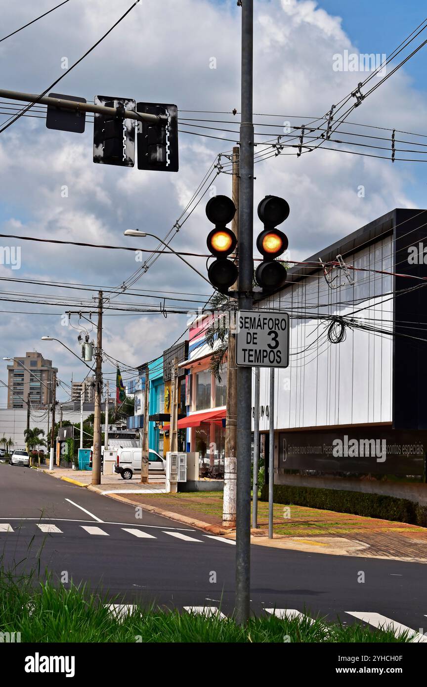 Three-stroke traffic light in Ribeirao Preto, Sao Paulo, Brazil Stock ...