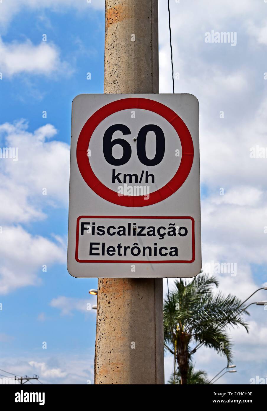Traffic sign speed limit at 60 kilometers per hour and information in ...