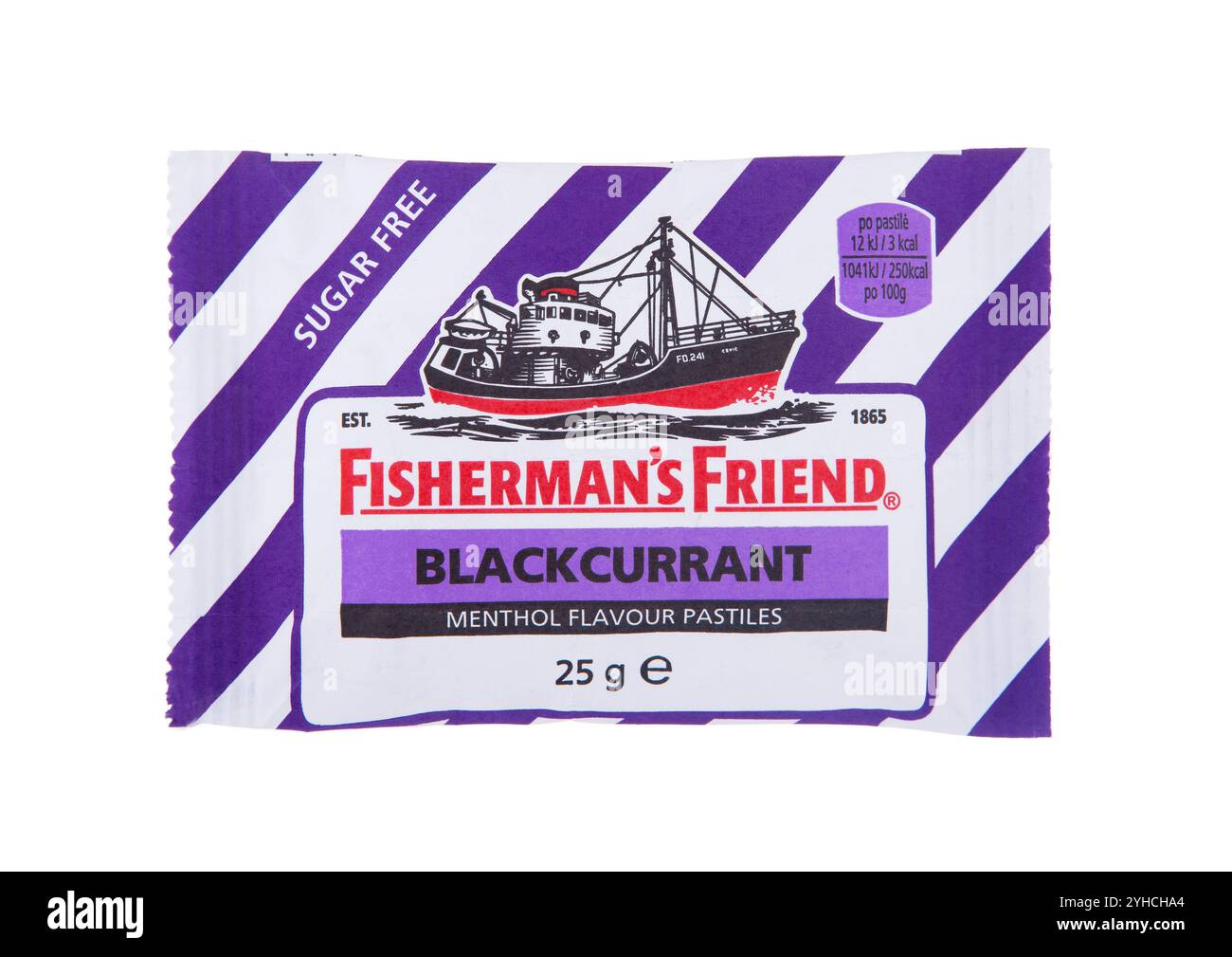 LONDON, UK - NOVEMBER 01, 2024: Black Currant Fisherman's Friend dragee ...