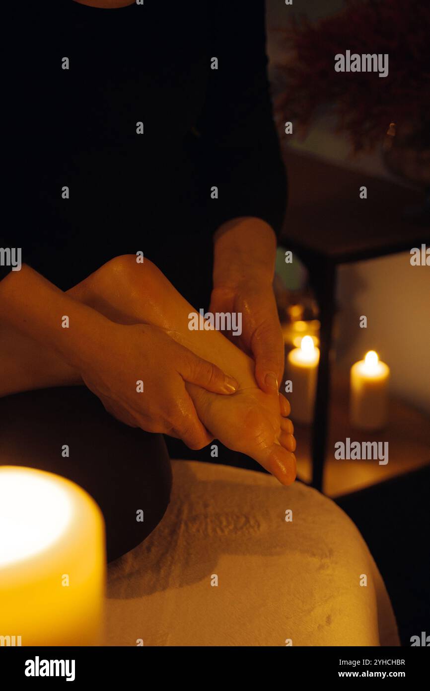 Candlelit Foot Treatment Stock Photo - Alamy