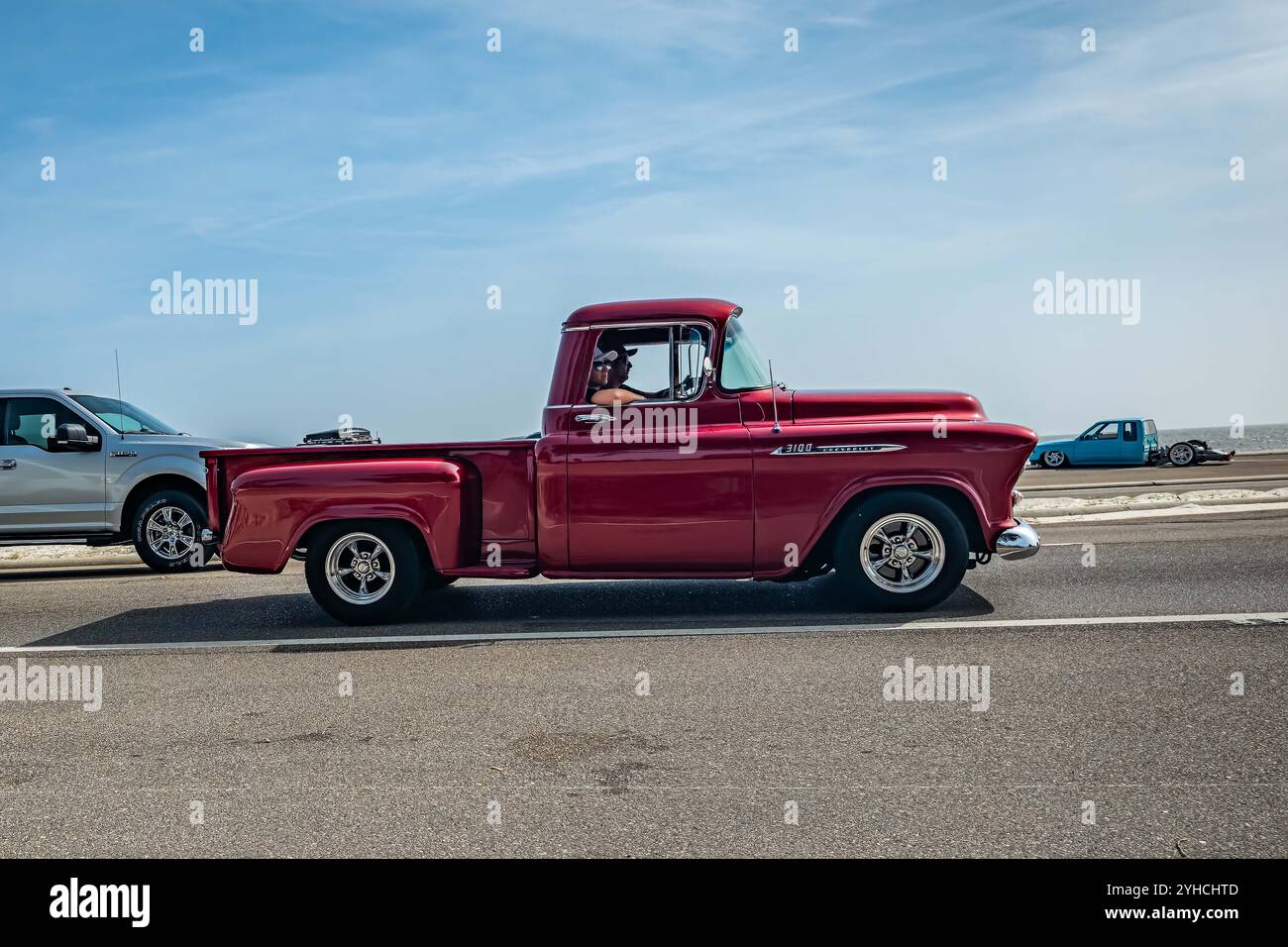 Gulfport, MS - October 04, 2023: Wide angle side view of a 1955 ...